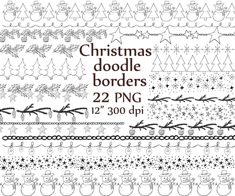 Christmas Doodle Border Clipart: "borders CLIP Art" Christmas Banner ...