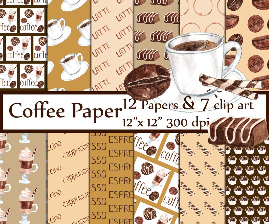 Coffee Digital Paper: "coffee Papers" Coffee Clipart Coffee Bean ...