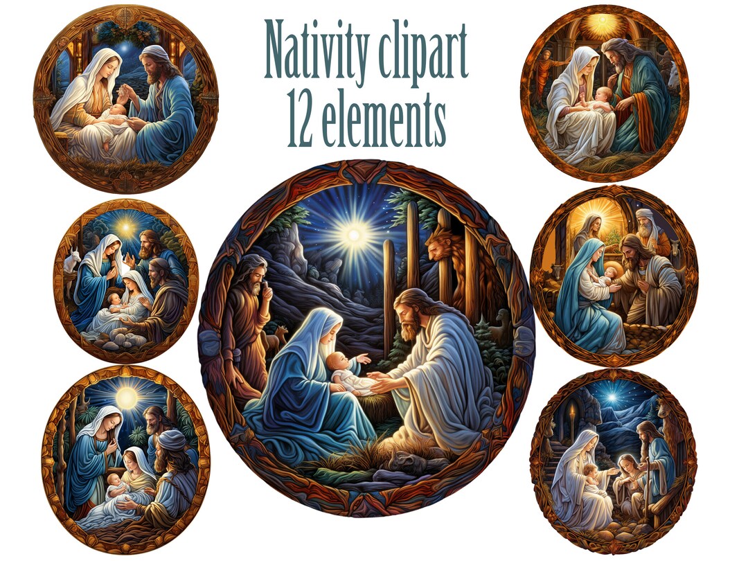 Nativity Digital Clipart,nativity Scene Png,christmas Nativity Set ...