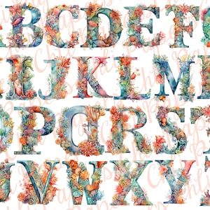 Sea Life Alphabet.coral Reef Letters Png,alphabet Coral Reef,monogram ...
