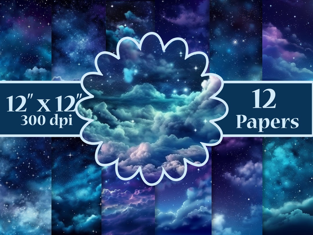 Night Sky Digital Papers,cloudy Skies Digital Paper,night Time Scenes ...