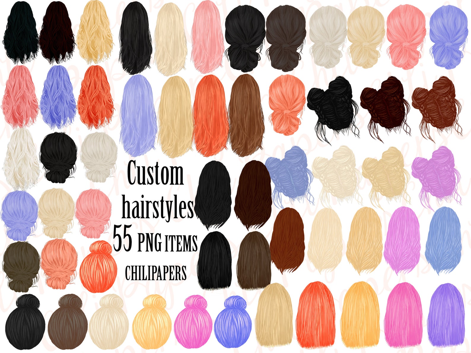 Custom Hairstyles Cliparthair Clipart Womans Hair | Etsy