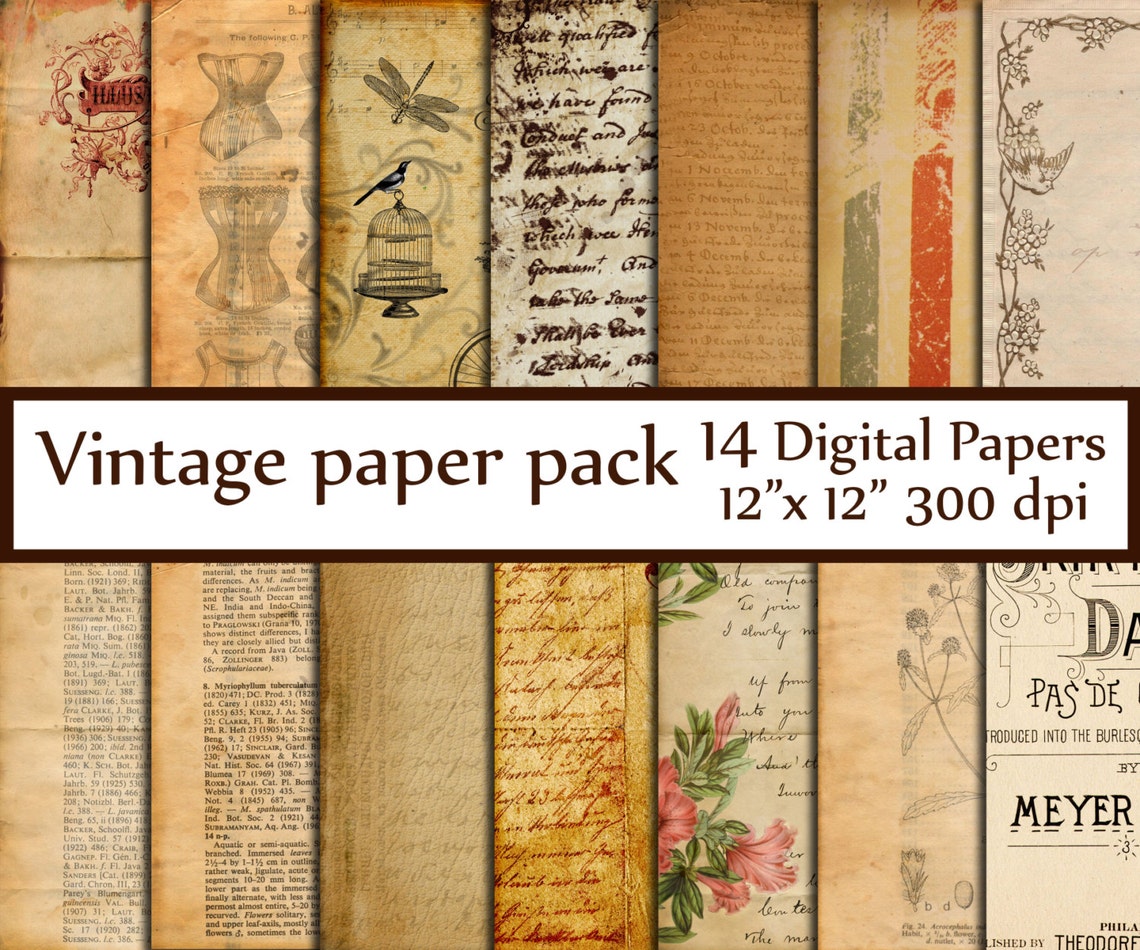 Antique Digital Papers: vintage Paper Ephemera - Etsy