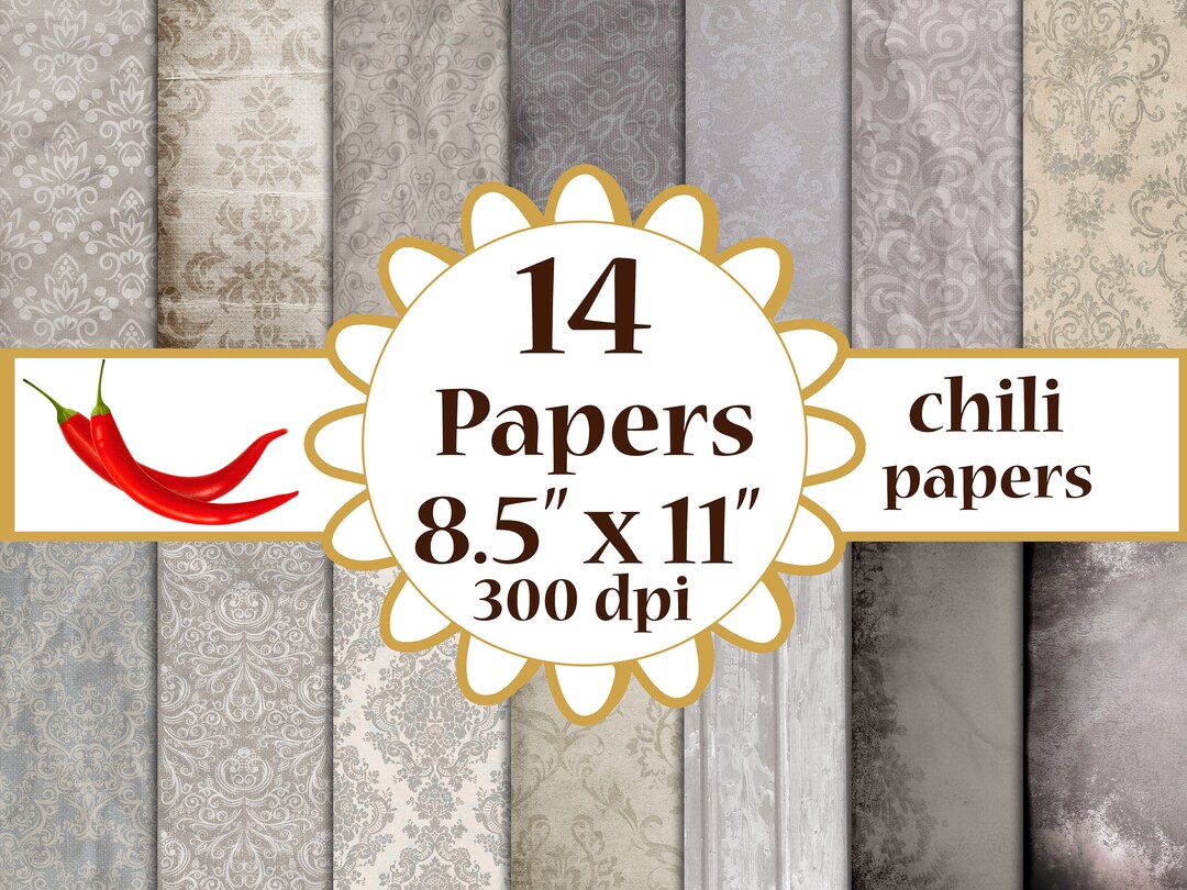 Grey Digital Paper Pack: "damask Gray" Grey Pattern Vintage Papers ...