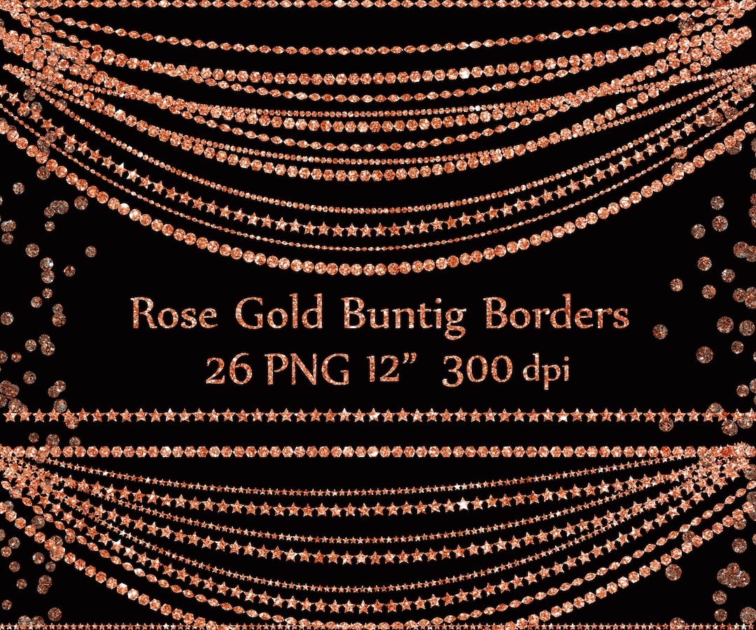 Rose Gold Glitter Borders: "bunting Clipart" Photo Overlay Glitter ...