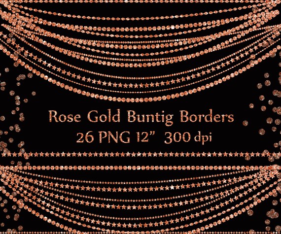 Rose Gold Glitter borders: BUNTING CLIPART Photo | Etsy