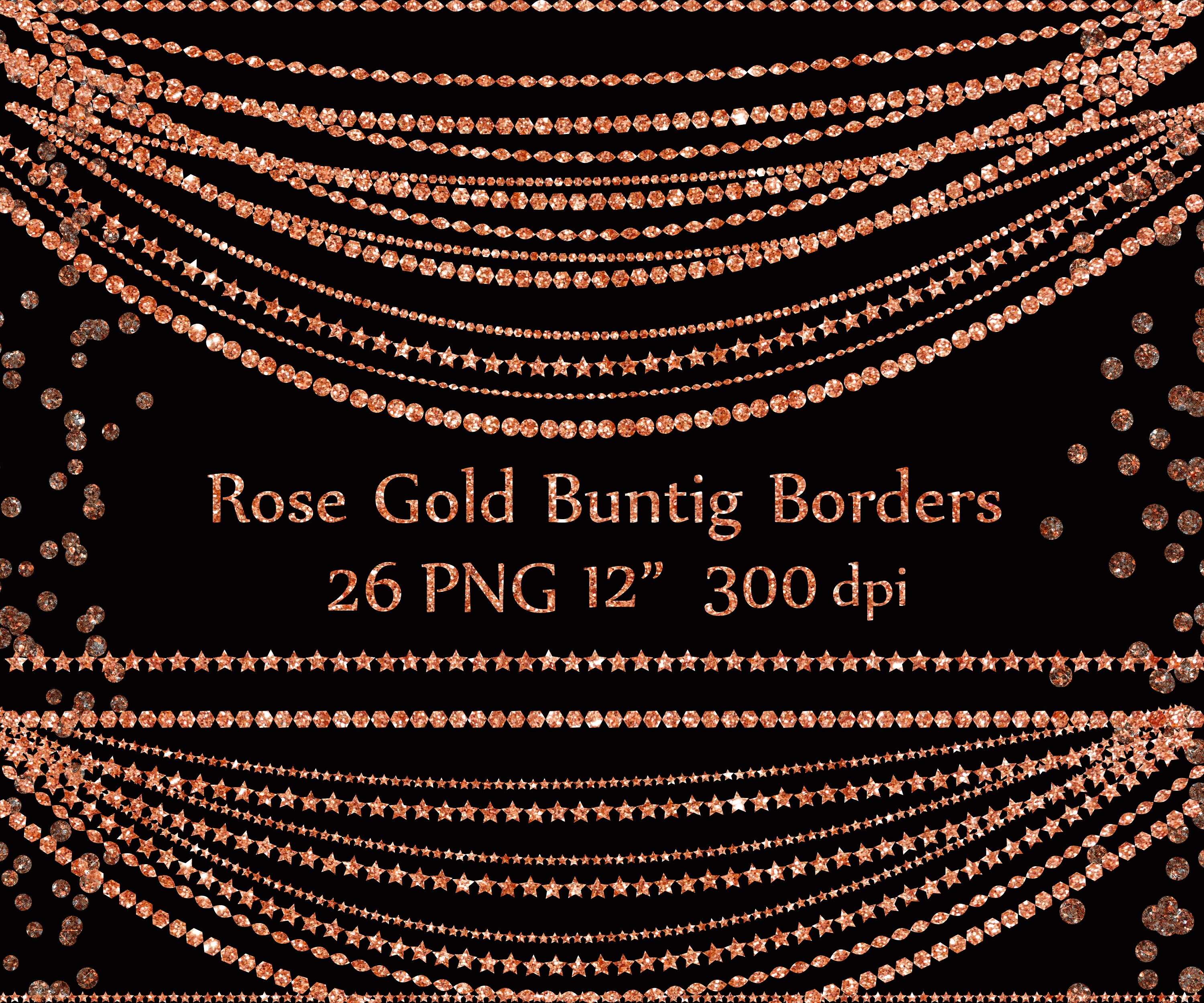 Rose Gold Glitter borders: BUNTING CLIPART Photo | Etsy