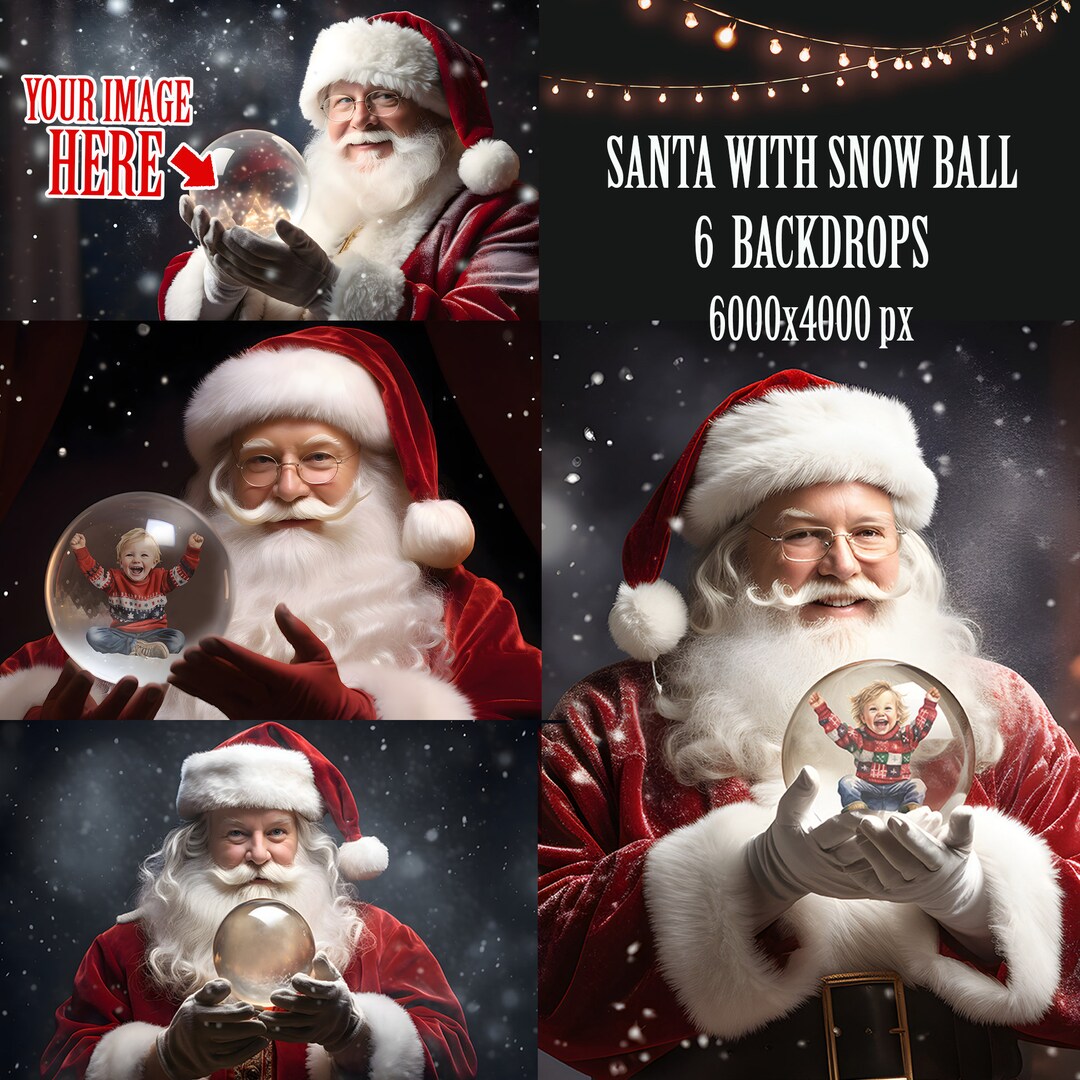 Santa's Snow Globe Magic, Santa With Snow Globe Christmas Digital ...
