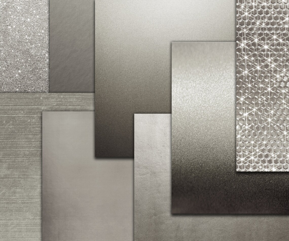 Silver Digital Paper: silver FOIL Papers Platinum - Etsy