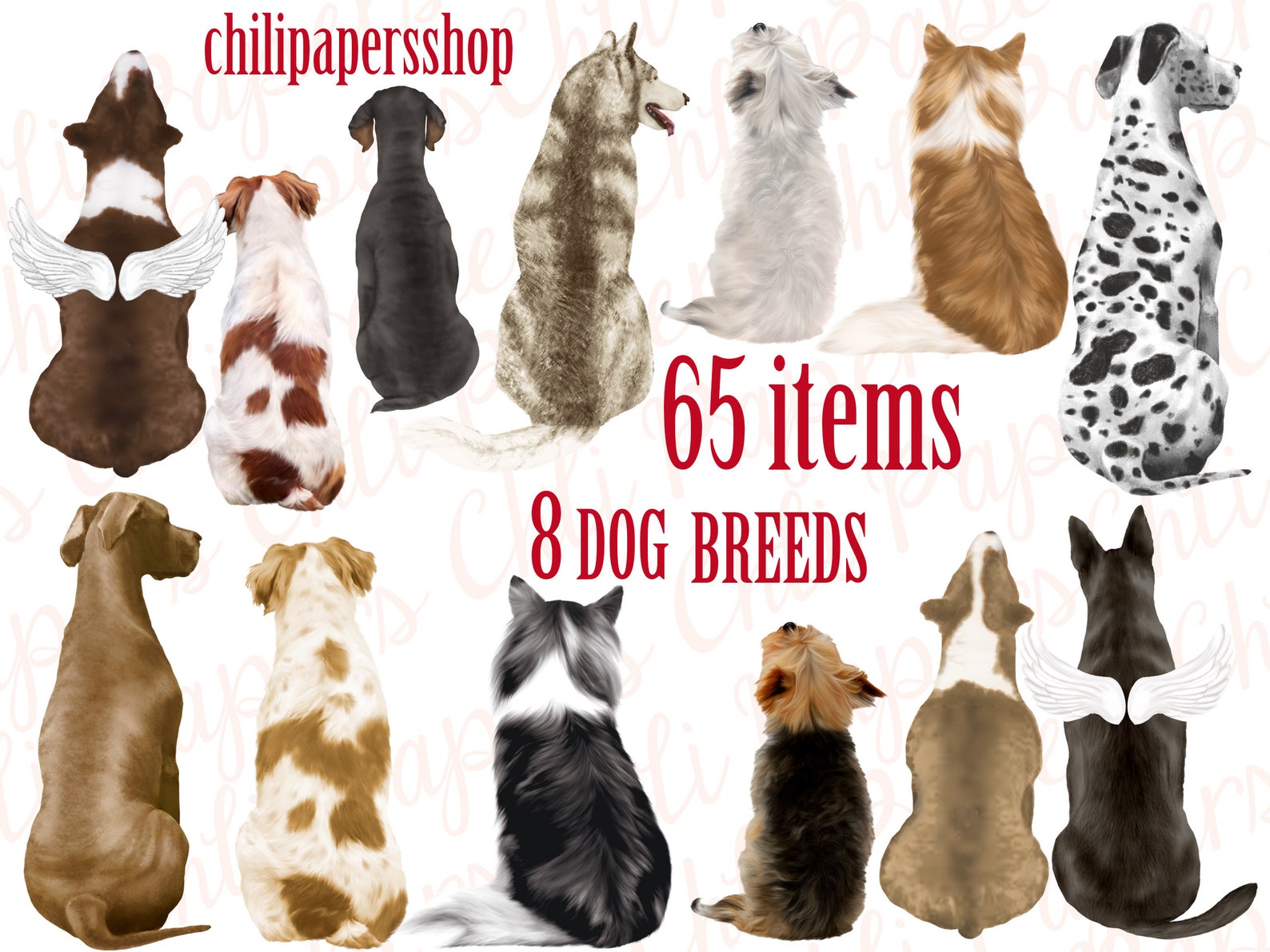 Dogs Clip Artdog Breeds Clipartpets Illustrationspuppies - Etsy