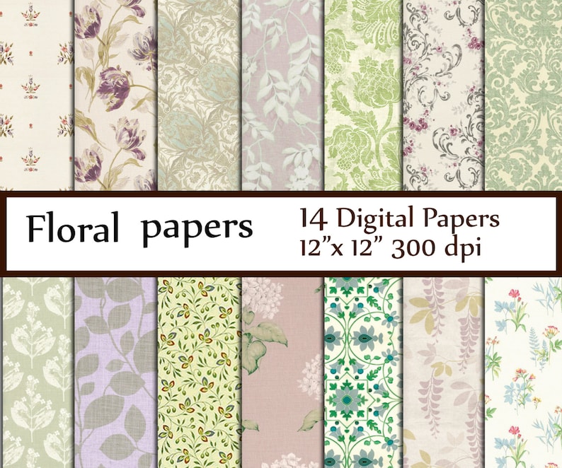 Floral Digital Paper: floral Paper Floral | Etsy