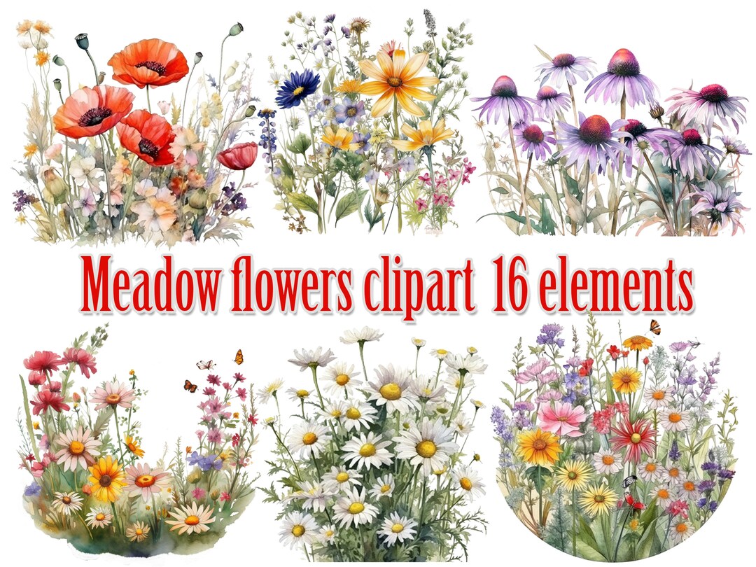 Meadows Clipart,wildflower Clipart,round Scenes,meadow Field ...