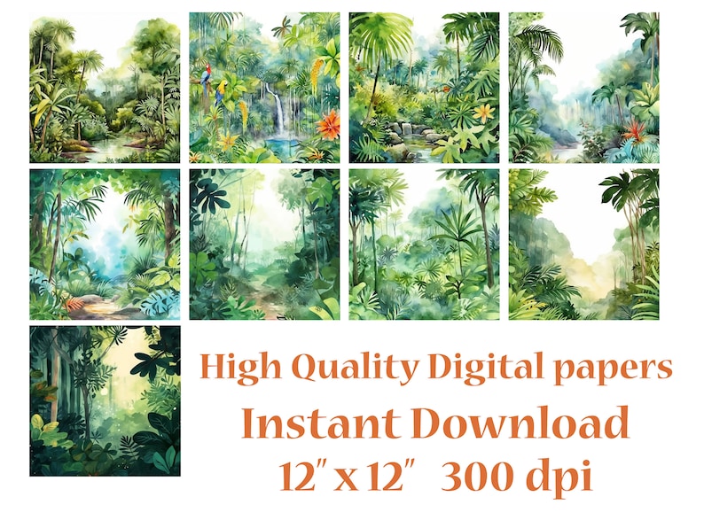 Jungle Digital Papers,rainforest Digital Paper,tropical Digital Paper ...
