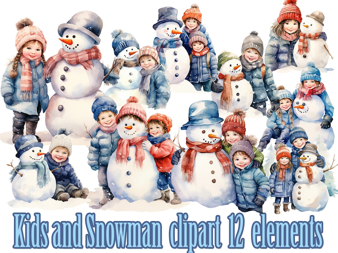 Watercolor Christmas Snowman Clipart,snowman and Children Png, Snowman ...