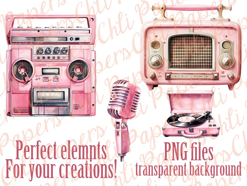 Retro Music Clipart,vintage Music, Retro Vibes,radio Boombox,retro ...
