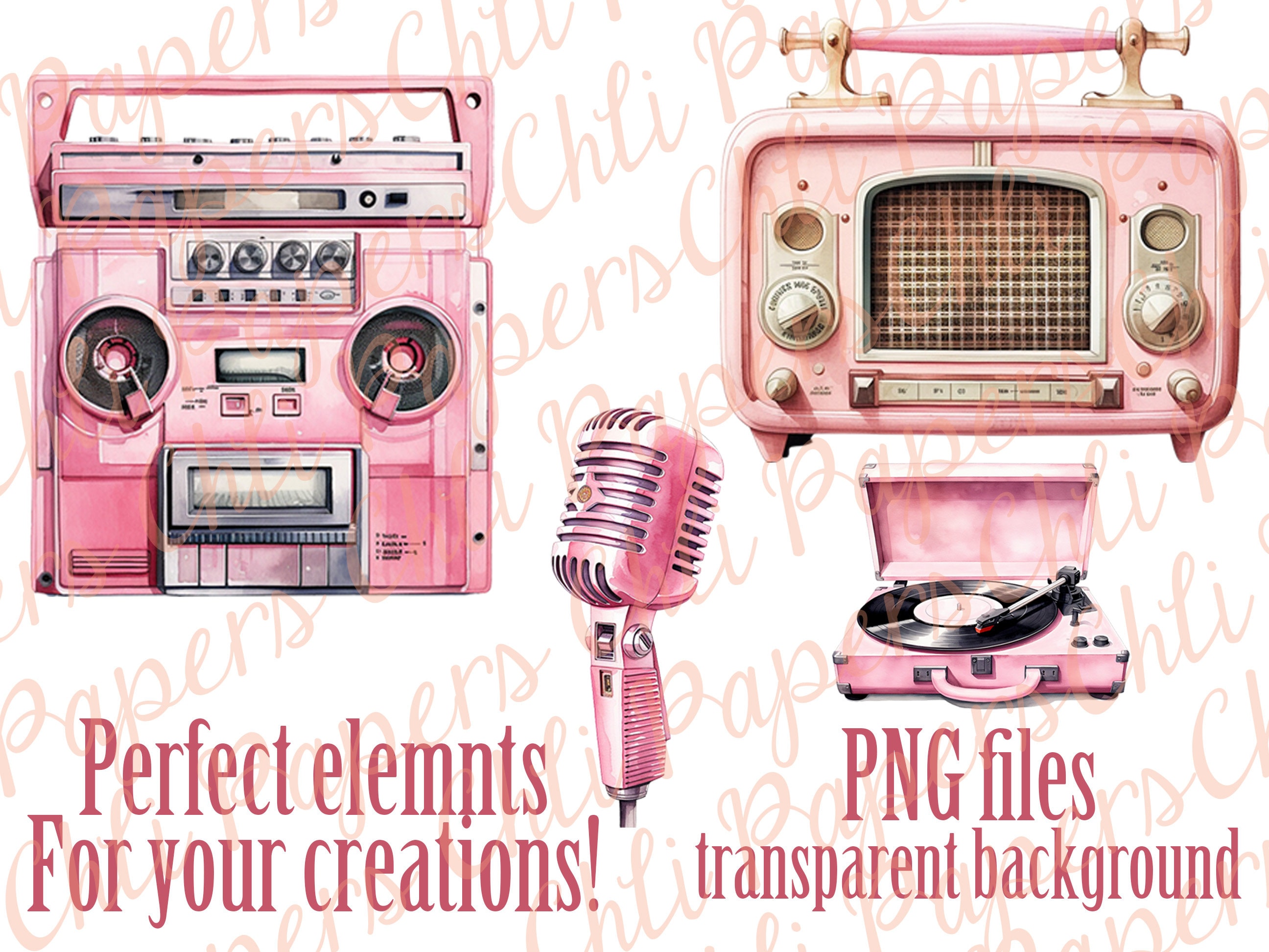 Retro Music Clipart,vintage Music, Retro Vibes,radio Boombox,retro ...