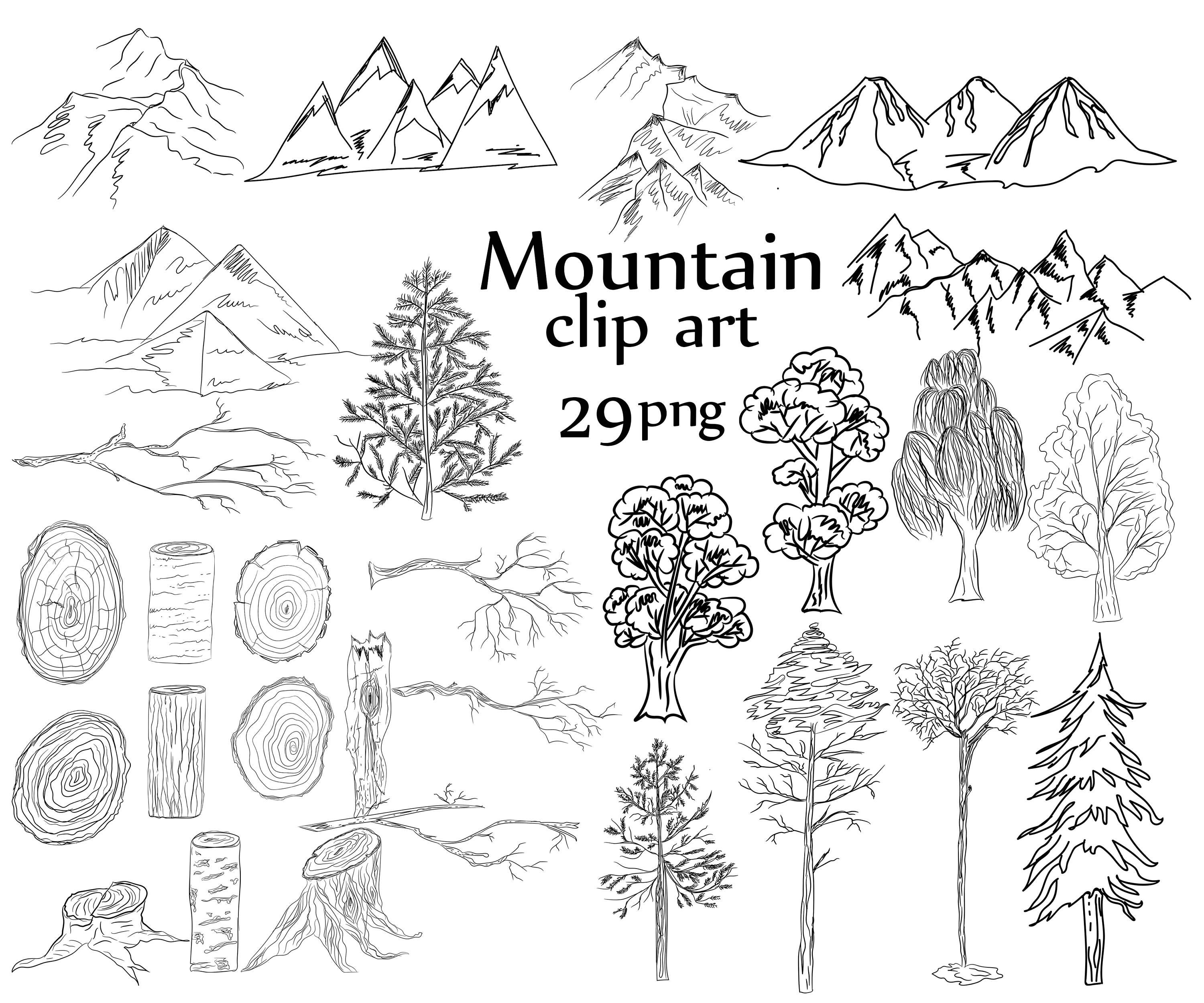 Mountain Clip Art: mountains CLIP Art Mountain | Etsy