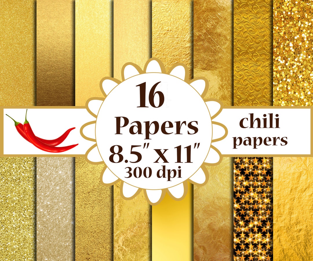 Gold Foil Digital Paper: "gold DIGITAL Paper" Metallic Gold A4 Papers 8 ...