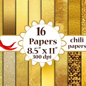 Gold Foil Digital Paper: "gold DIGITAL Paper" Metallic Gold A4 Papers 8 ...