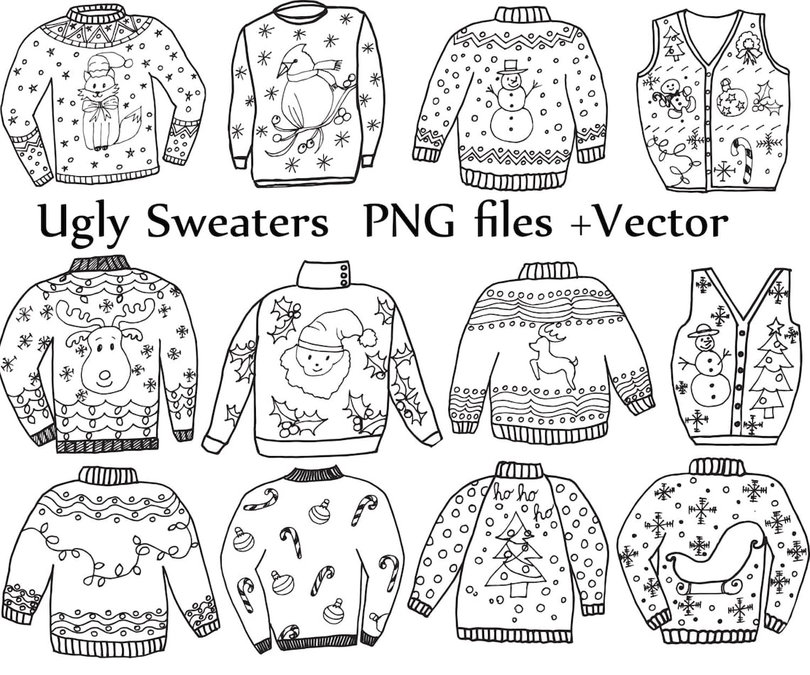 Ugly Sweater Clipart: christmas Clipart Holiday - Etsy