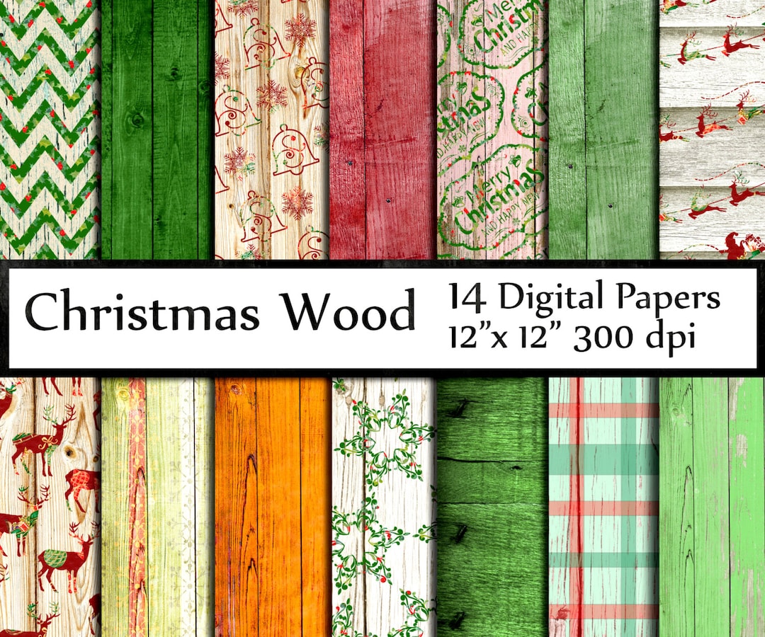 Christmas Wood Digital Papers: "rustic WOOD Paper" Shabby Chic Wood ...