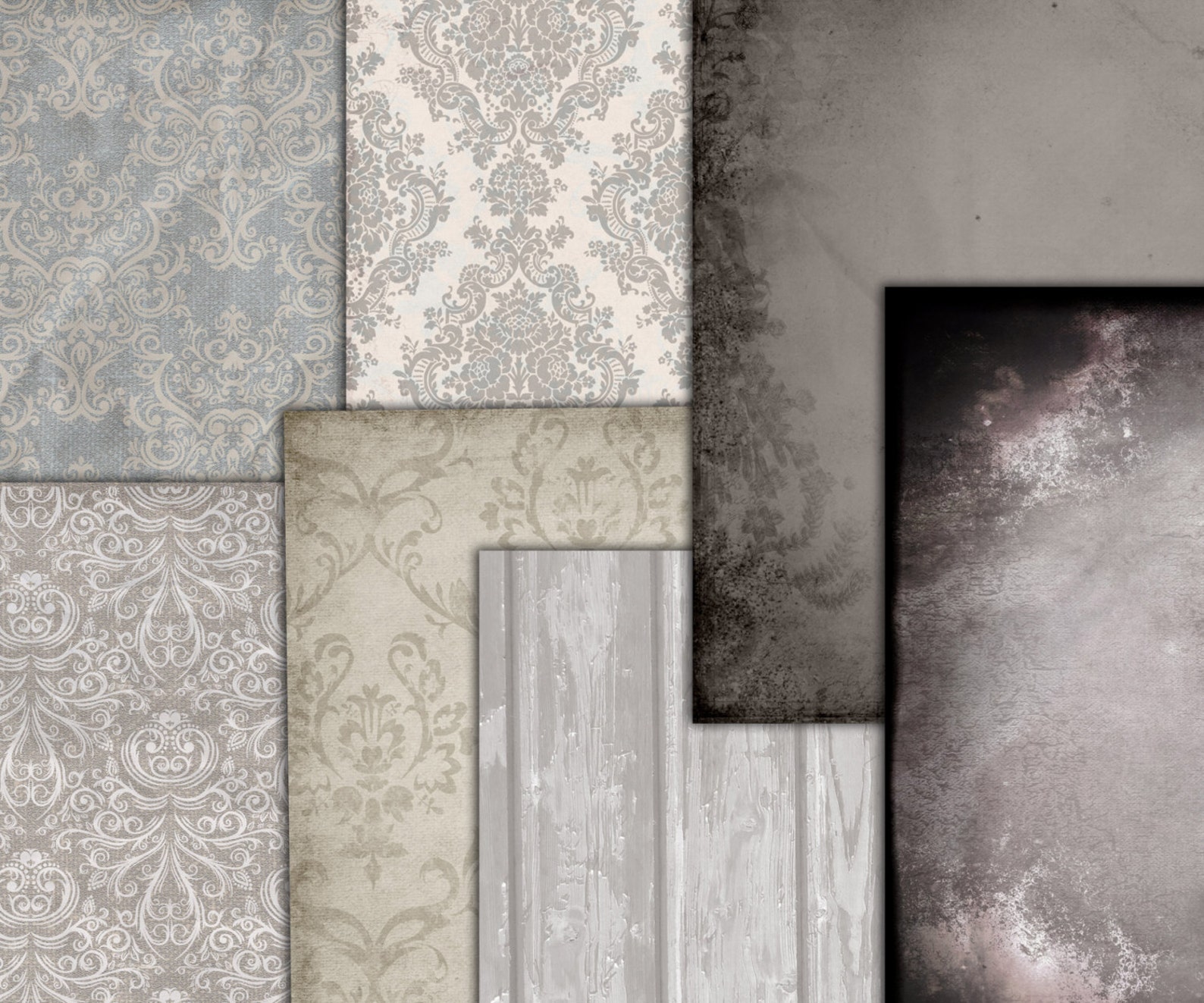 Grey Digital Paper Pack: damask Gray Grey Pattern - Etsy