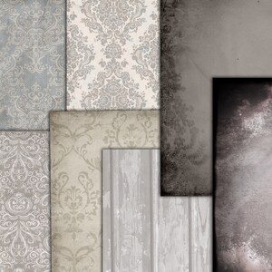 Grey Digital Paper Pack: "damask Gray" Grey Pattern Vintage Papers ...