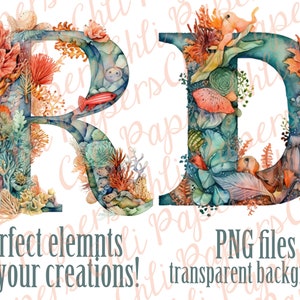 Sea Life Alphabet.coral Reef Letters Png,alphabet Coral Reef,monogram ...
