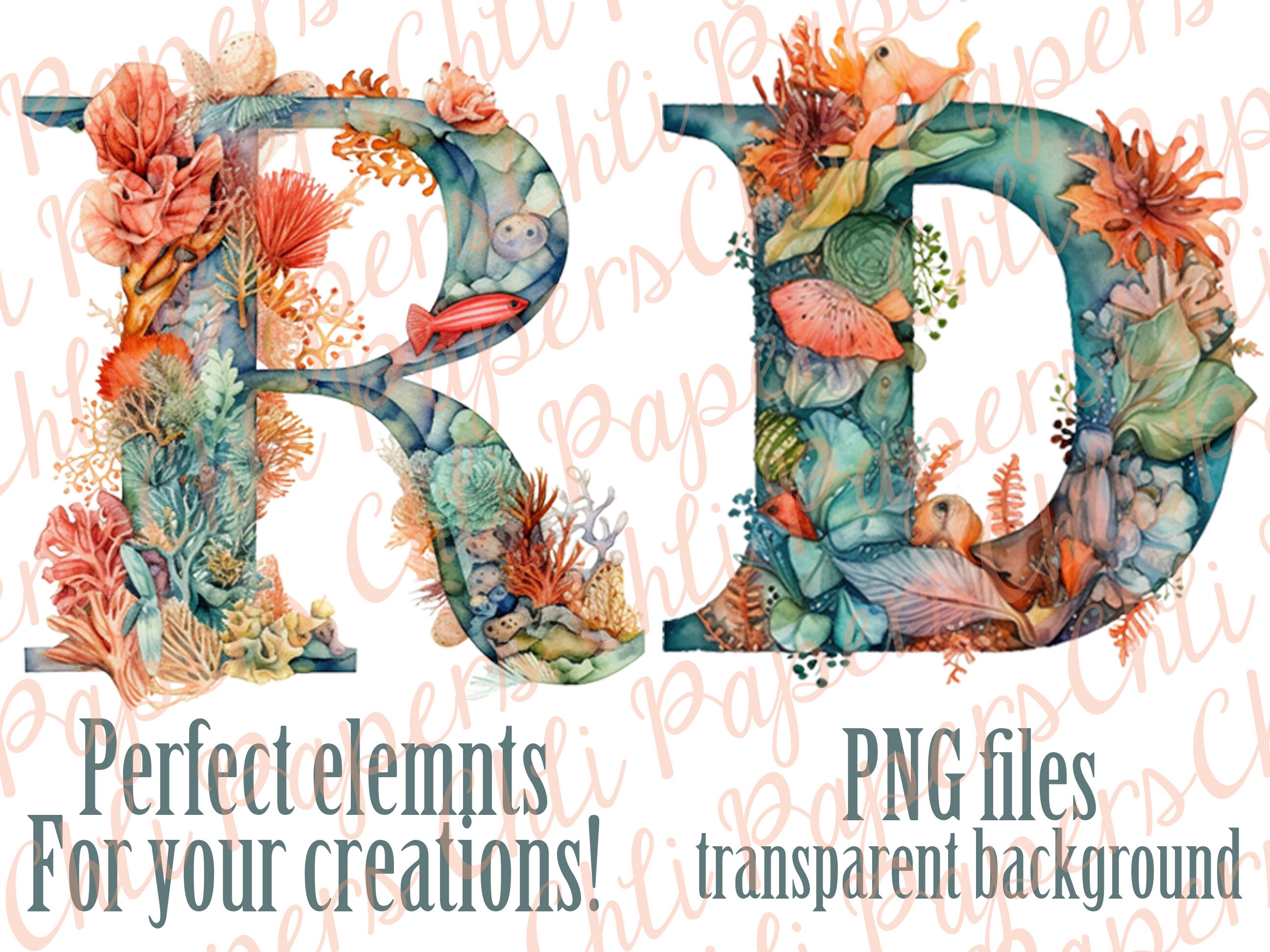 Sea Life Alphabet.coral Reef Letters Png,alphabet Coral Reef,monogram ...