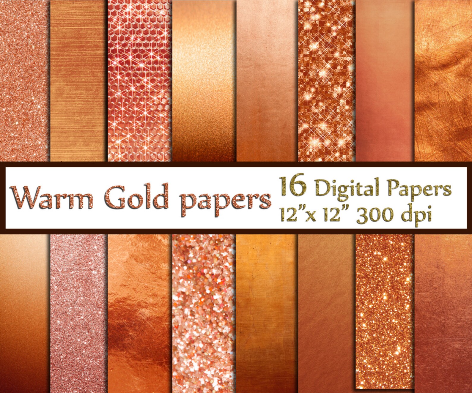 Rose Gold Foil and Glitter Papers: gold DIGITAL | Etsy