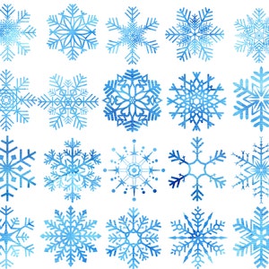 Watercolor Snowflakes Clipart: "christmas CLIP Art" Blue Snowflake Clip ...