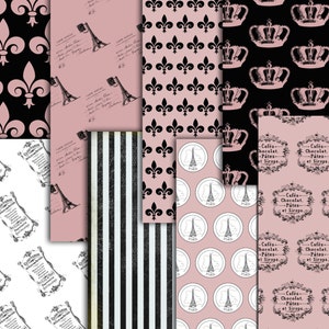 Paris Digital Paper: "eiffel TOWER Paper" Paris Theme Digital Printable ...