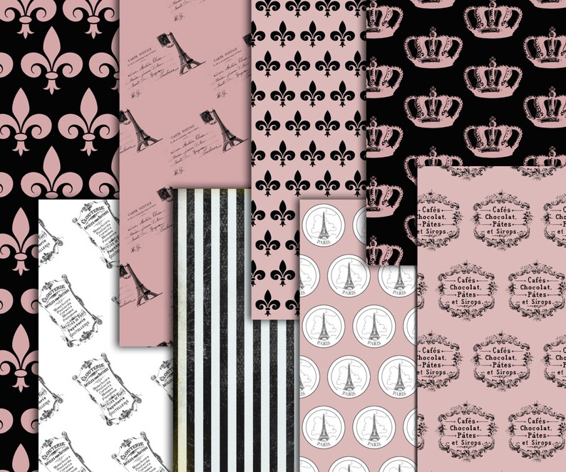 Paris Digital Paper: eiffel TOWER Paper Paris | Etsy