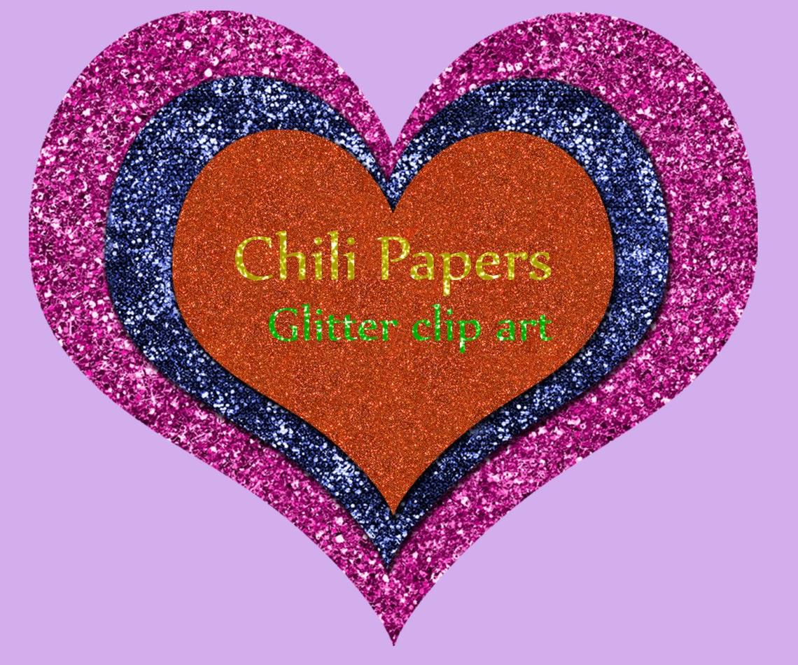 Glitter Hearts Clipart Set: glitter CLIP Art - Etsy