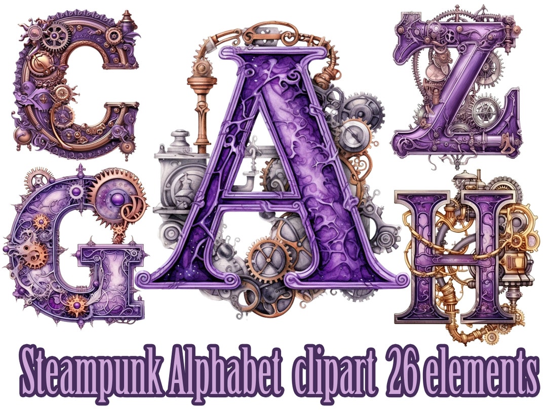 Steampunk Alphabet Clipart,steampunk Letters,steampunk Font Png ...