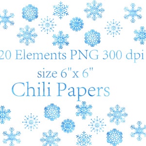 Watercolor Snowflakes Clipart: "christmas CLIP Art" Blue Snowflake Clip ...