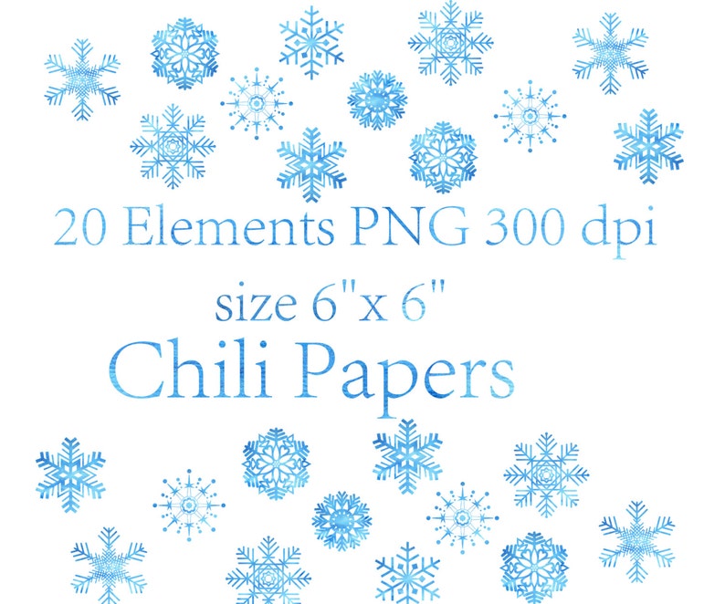 Watercolor Snowflakes Clipart: "christmas CLIP Art" Blue Snowflake Clip ...