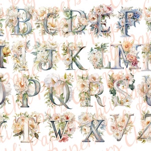 Wedding Monogram Clipart,floral Alphabet Clipart,floral Letters Png ...