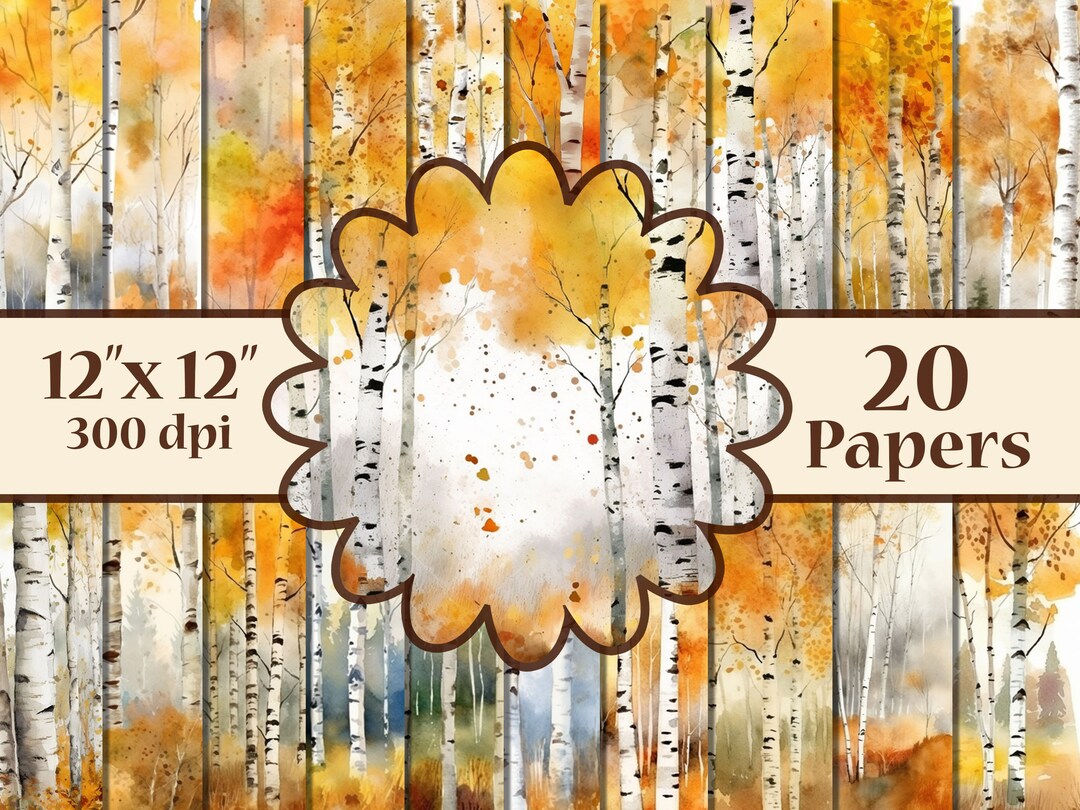 Autumn Forest Digital Paper,birch Digital Papers,birch Printable,fall ...