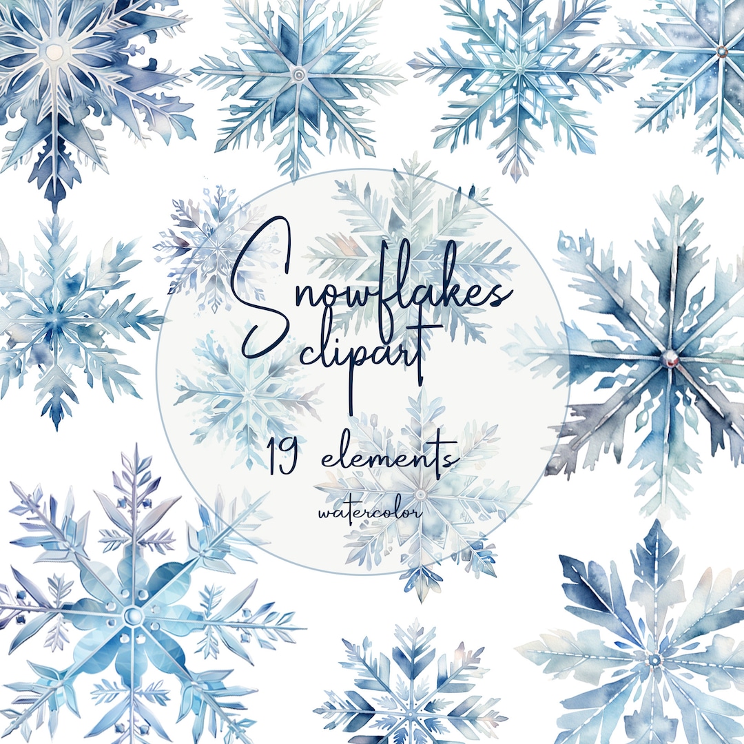 Watercolor Snowflakes Clipart: "christmas CLIP Art" Blue Snowflake Clip ...