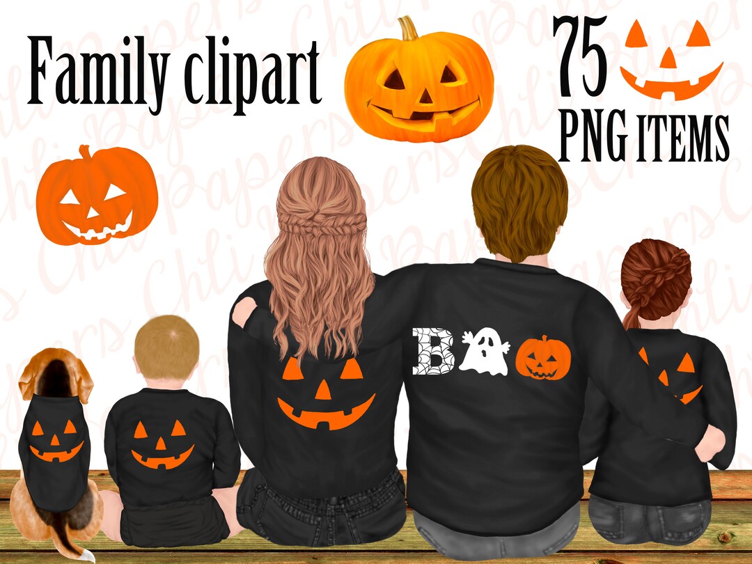 Halloween Family Clipart,halloween Clipart,jack O Lantern Png,parents ...