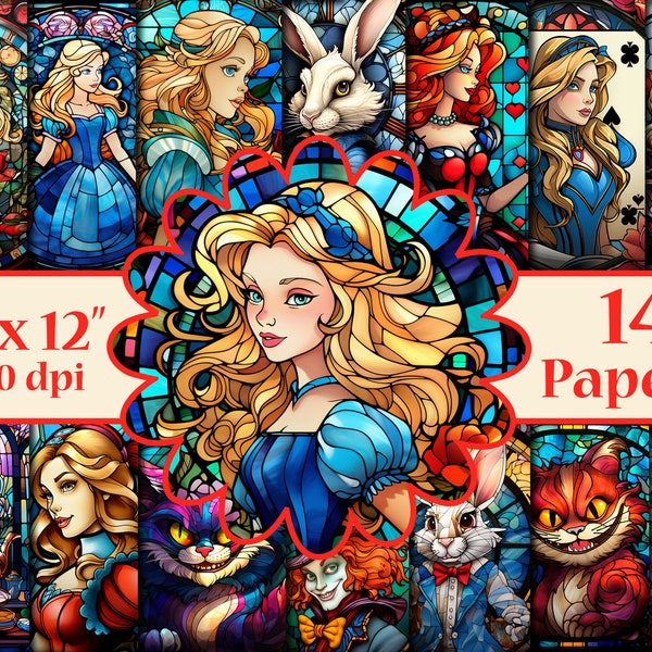Stained Glass Alice in Wonderland - Etsy