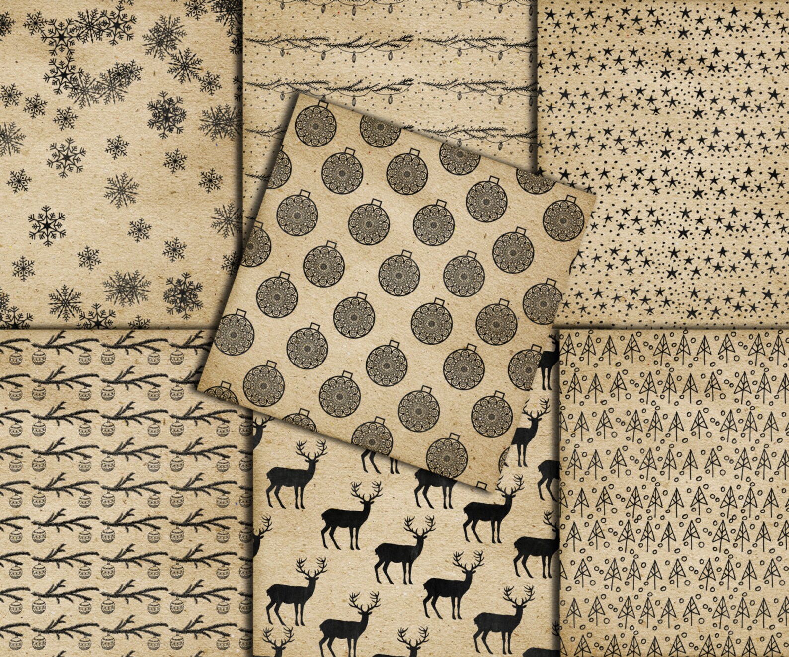 Retro Christmas Digital Papers: "christmas Papers" Vintage Christmas ...