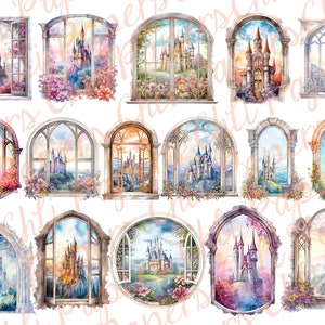 Fantasy Castle Windows,magical Bundle Graphics,fantasy Clipart,window ...