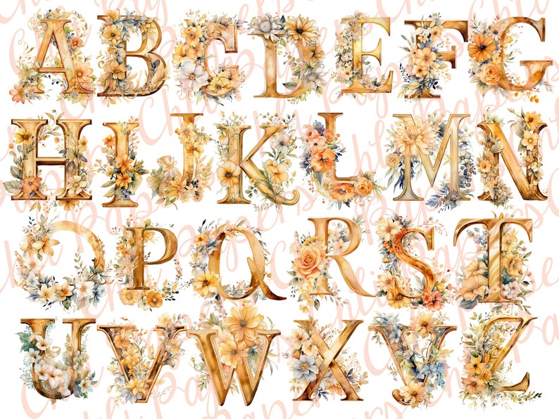 Wedding Monogram Clipart,gold Alphabet Clipart,gold Letters Png ...