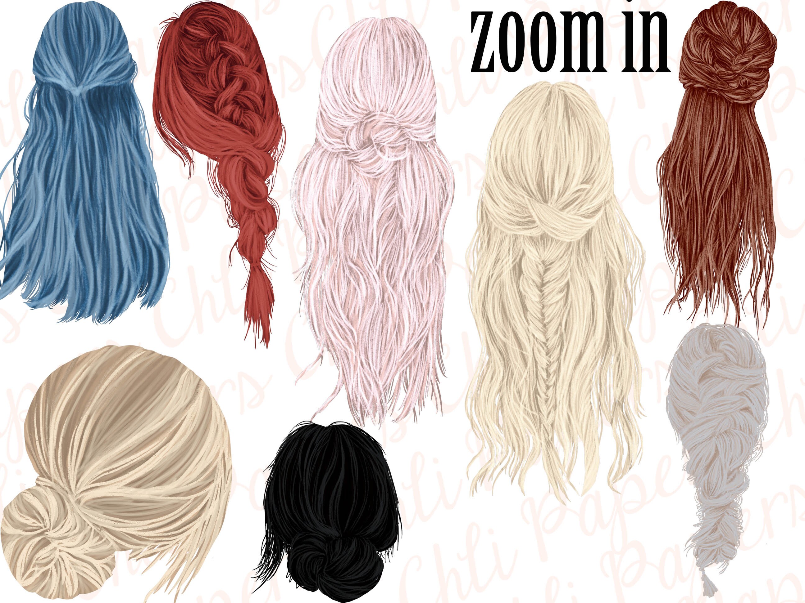Custom Hairstyles ClipartHair clipart Womans Hair | Etsy España