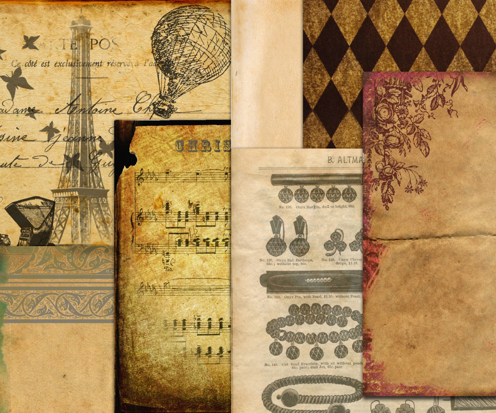 Antique Digital Paper Pack: vintage Paper Ephemera | Etsy