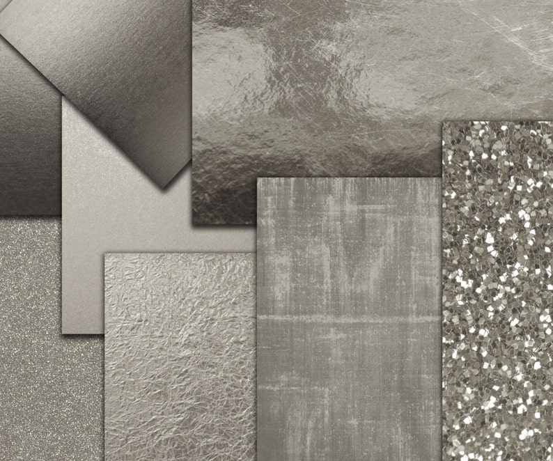 Silver Digital Paper: SILVER FOIL PAPERS Platinum | Etsy