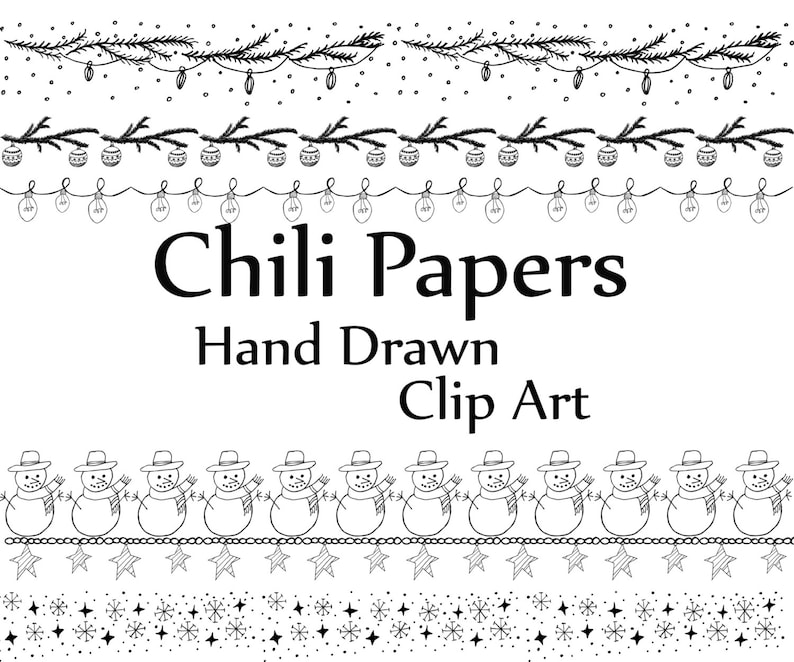 Christmas Doodle Border Clipart: "borders CLIP Art" Christmas Banner ...