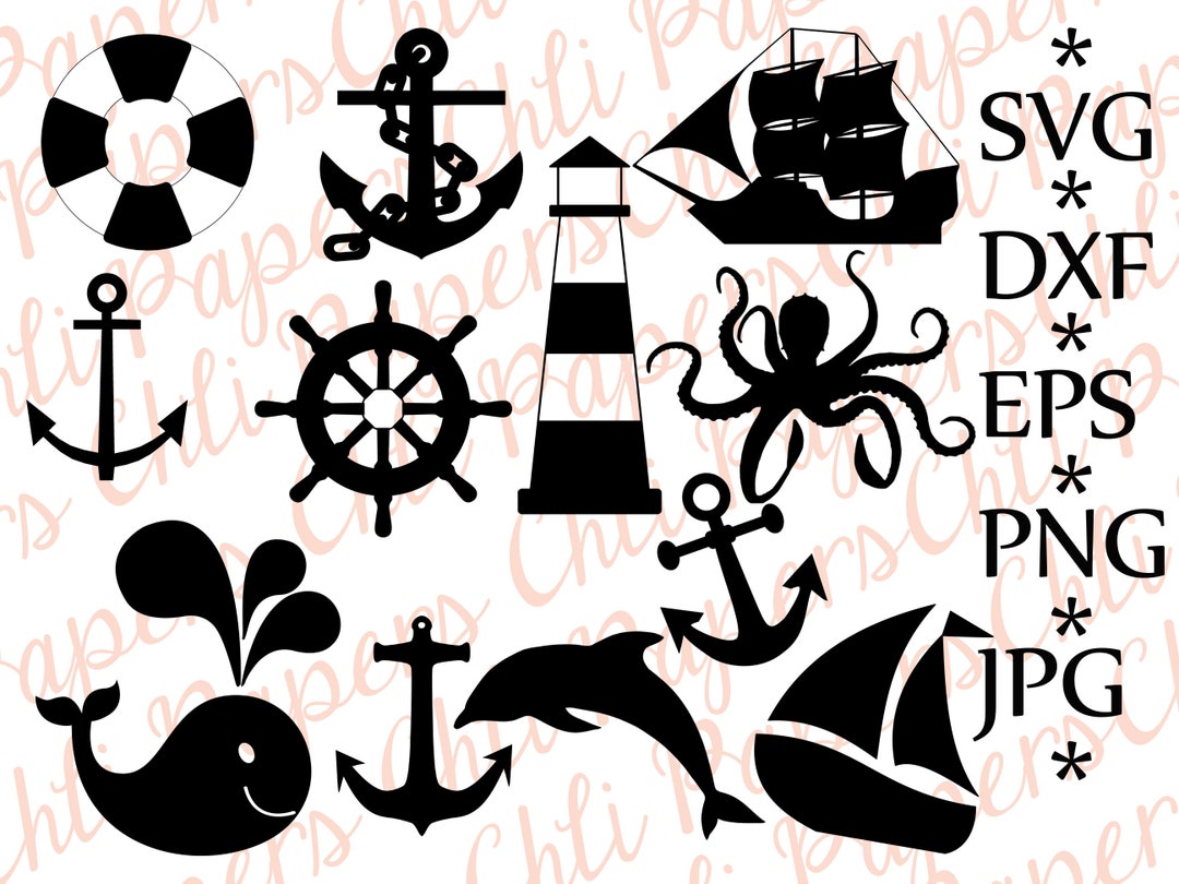 Nautical Svg,nautical Silhouette Svg Files,lighthouse Svg,anchor ...